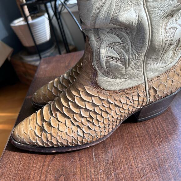 Nocona | Shoes | Vintage Nocona Python Cowboy Boots Mens Size 85 Cream ...